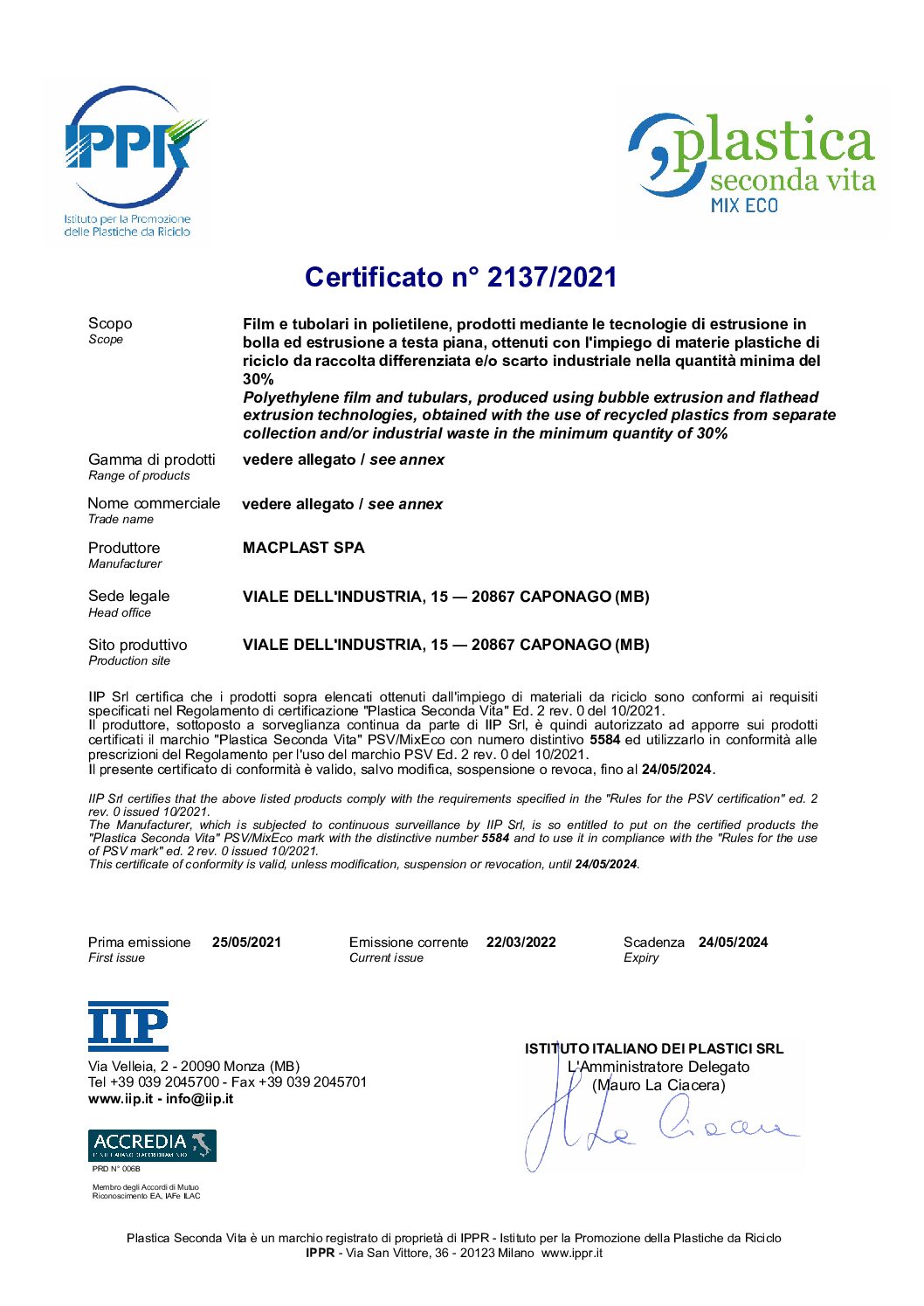 GOGREEN - Technovaa Macplast Packaging Industriale Ecocompatibile